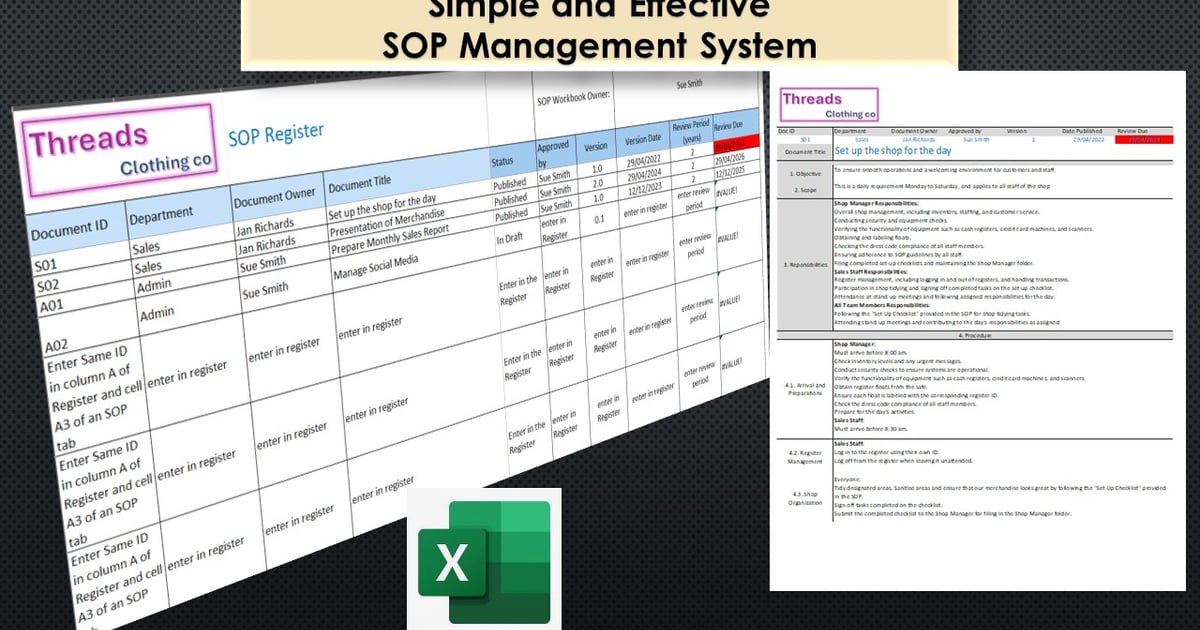 Manage SOPs with Excel SOP Template and Register | QSystems